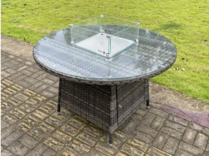 Fimous Outdoor PE Dark Mixed Grey Rattan Propane Butane Gas Fire Pit ...