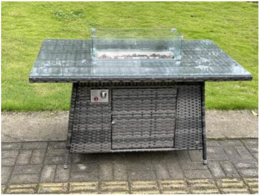 Fimous Outdoor PE Dark Mixed Grey Rattan Propane Butane Gas Fire Pit ...