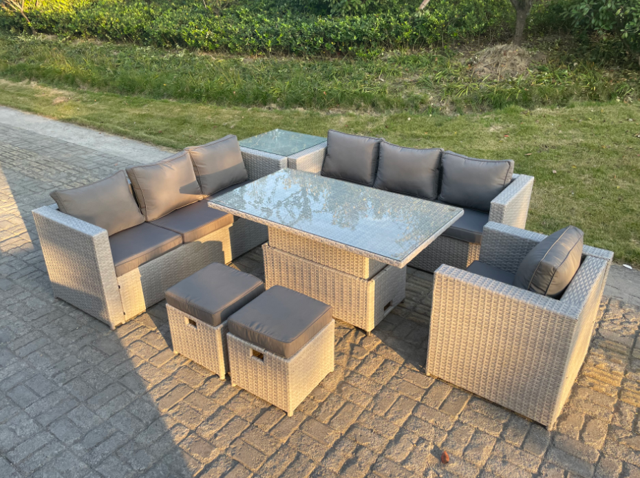 Fimous Rattan Garden Funiture Set Height Adjustable Rising Lifting ...