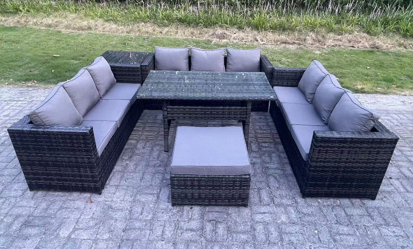 Fimous 10 Seater Outdoor Wicker Garden Furniture Rattan Lounge Sofa Set ...