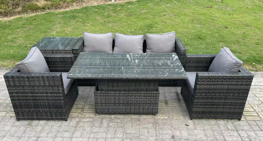 Fimous Outdoor Rattan Garden Furniture Sofa Set Patio Adjustable Rising ...