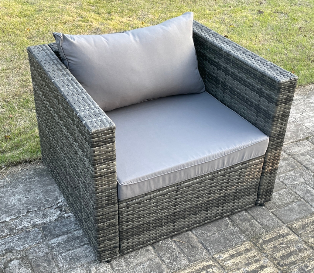 Fimous Outdoor Rattan Single Sofa Chair Garden Furniture With Seat and ...