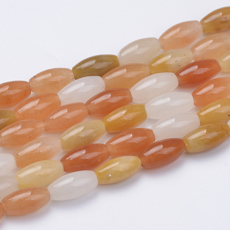 Natural Yellow and Red Jade Rice Beads