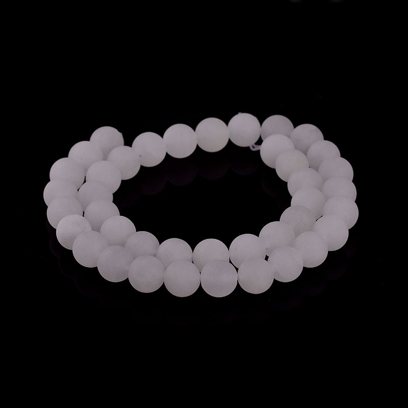 White Jade Matte Round Beads