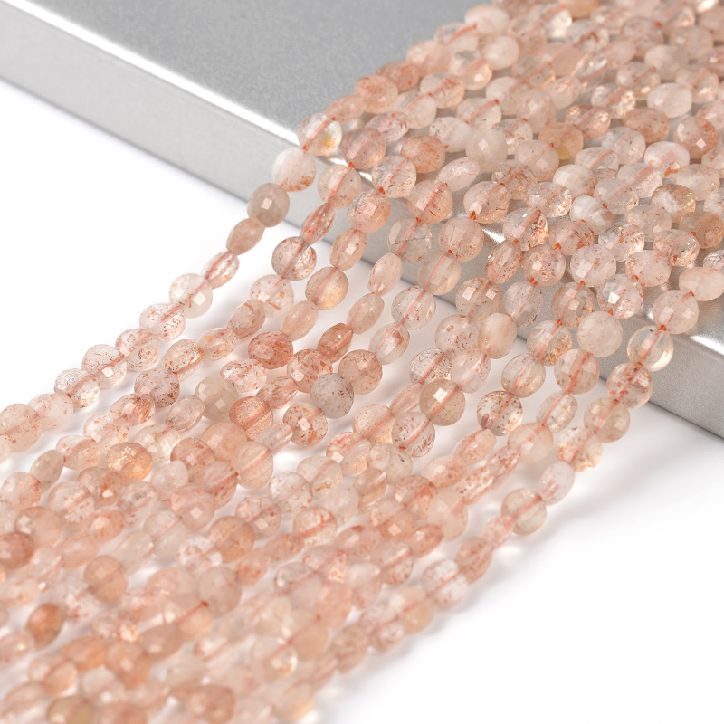 Sunstone Faceted Small Coin Beads