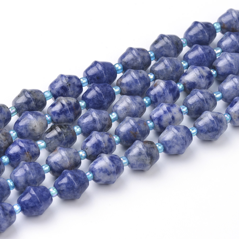 Blue Spot Jasper Bell Shape Beads with Spacer