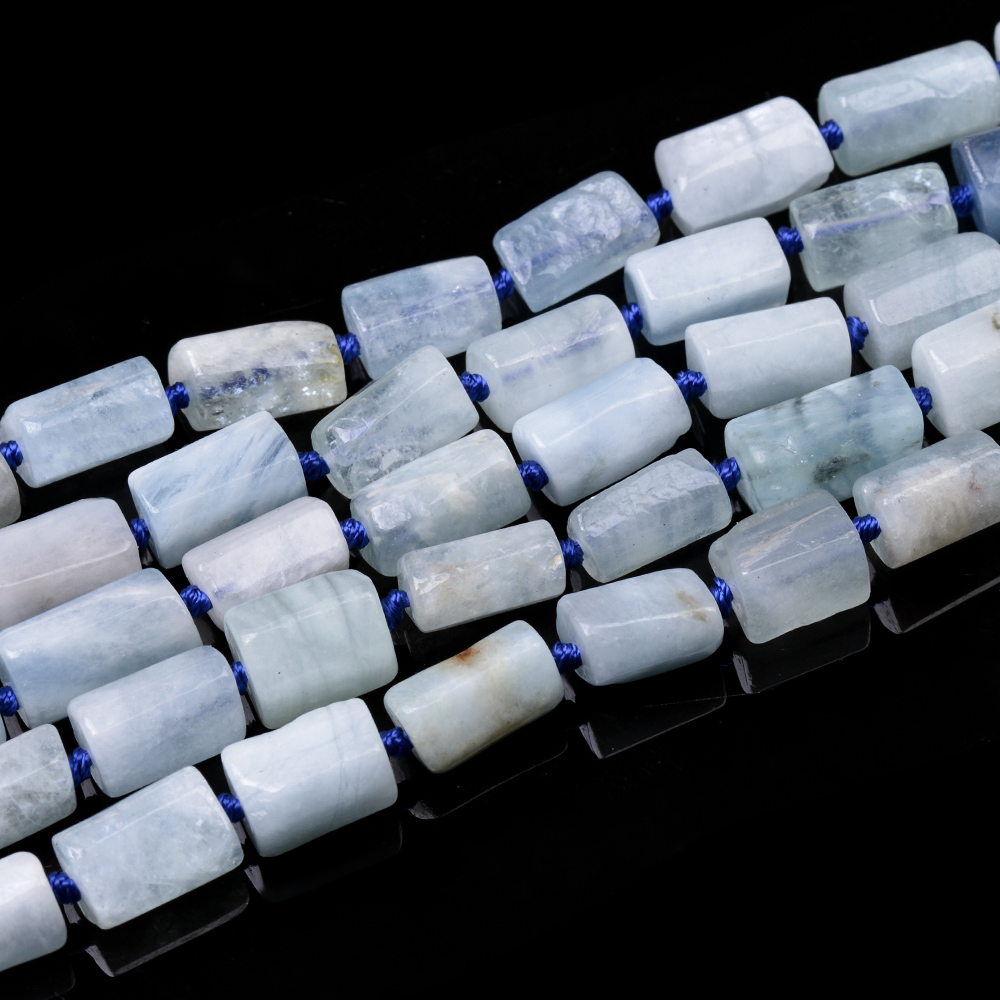 Aquamarine Irregular Cuboid Beads with Knots