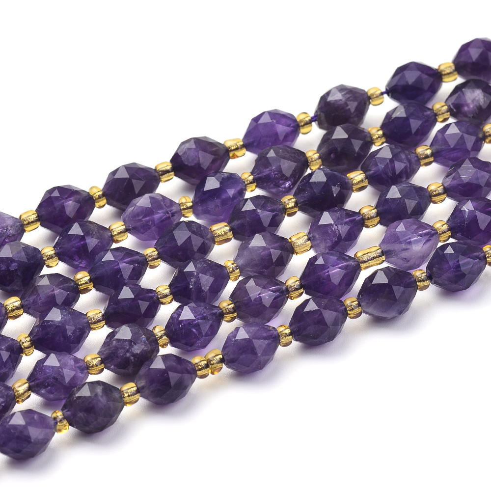 Amethyst Faceted Rice Beads with Spacer