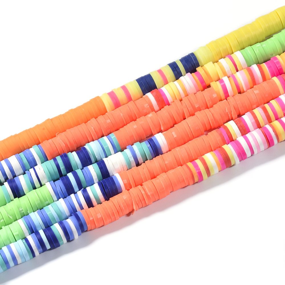 Mixed Color Polymer Clay Wheel Beads