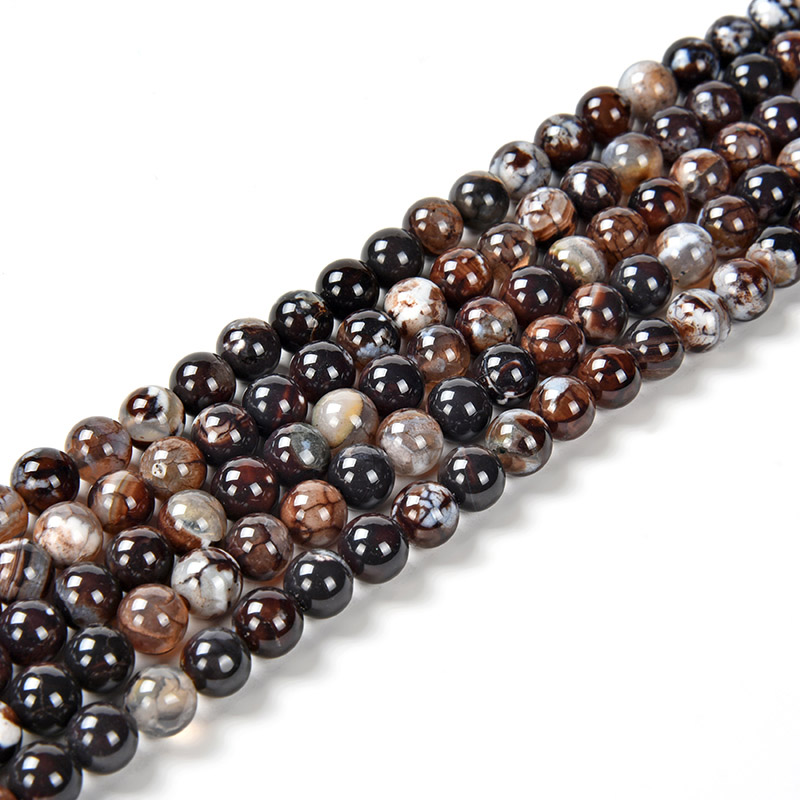 Brown Fire Agate Round Beads