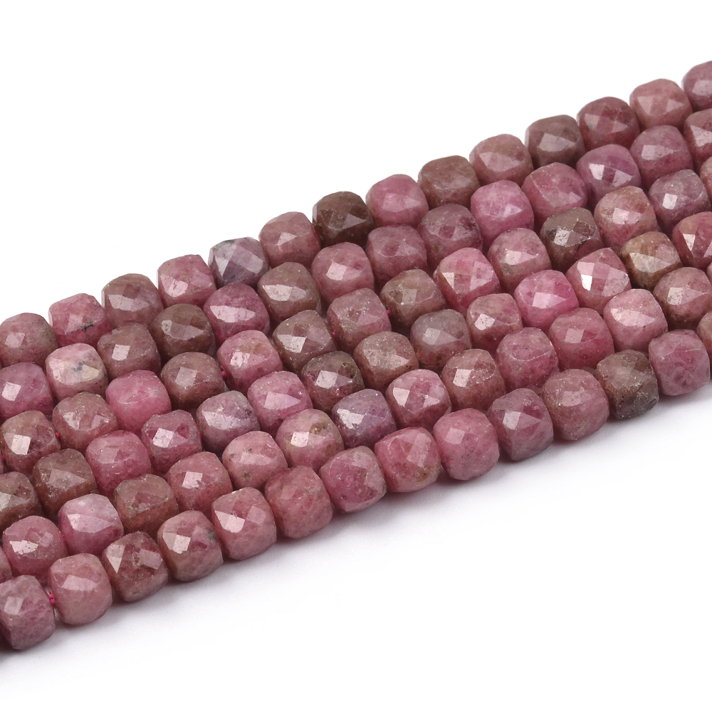 B Grade Brazil Rhodonite Faceted Cube Beads