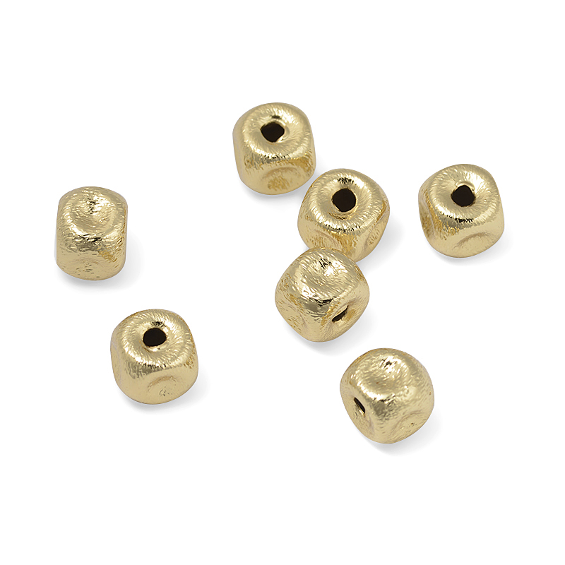 Gold Plated Matte Brass Cube Beads