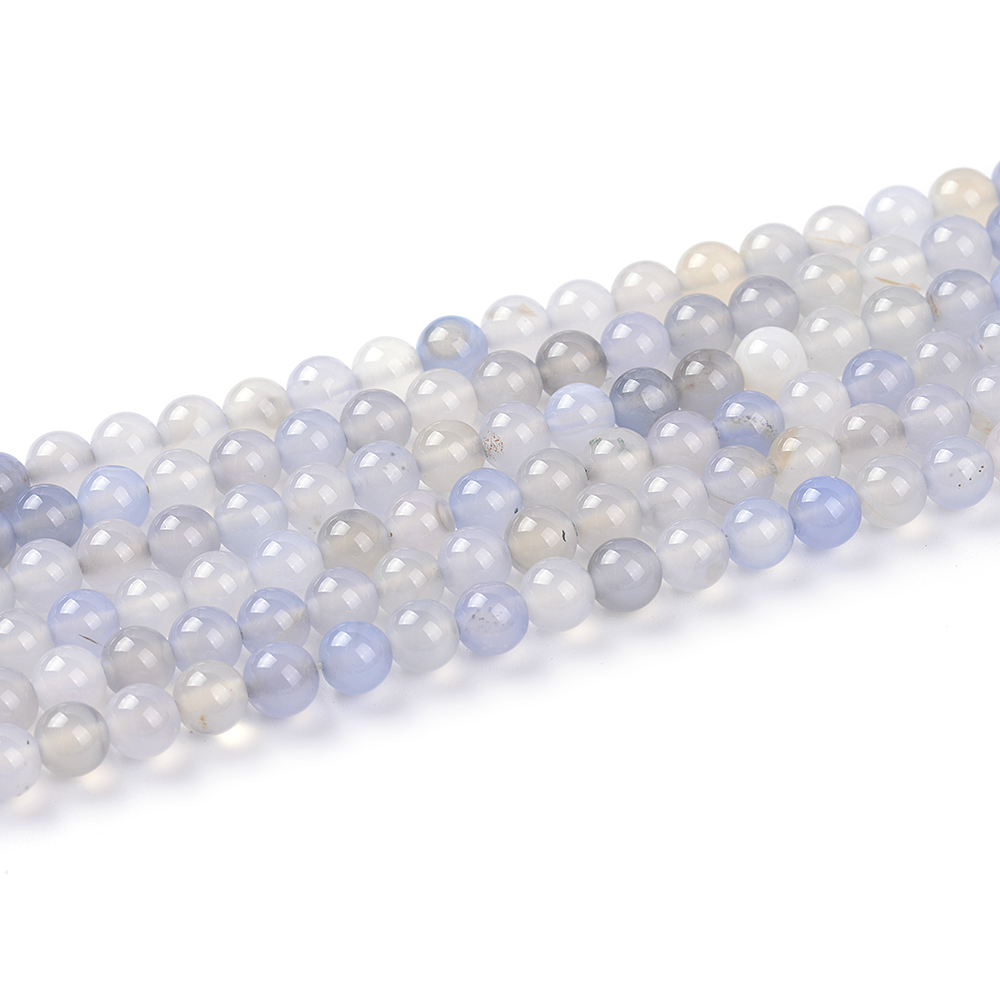Mixed Natural Gray and Blue Agate Round Beads