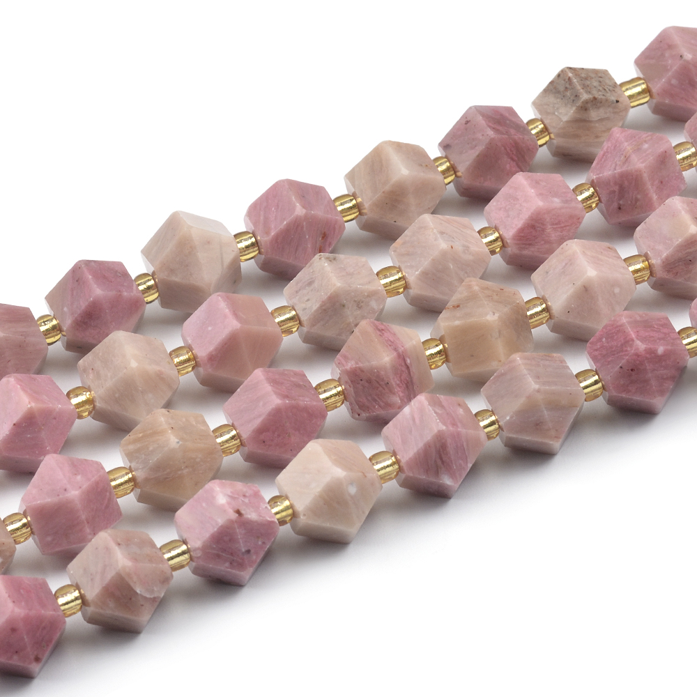 Rhodonite Faceted Nuggets with Spacers