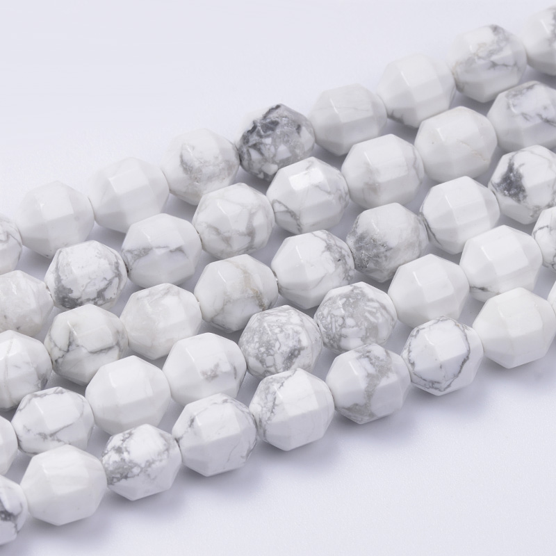 Howlite Faceted Energy Column Beads