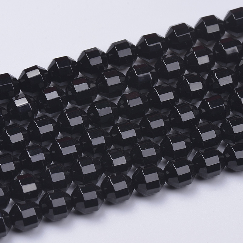 Black Onyx Faceted Energy Column Beads