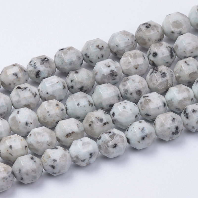 Black Spot Jasper Faceted Energy Column Beads