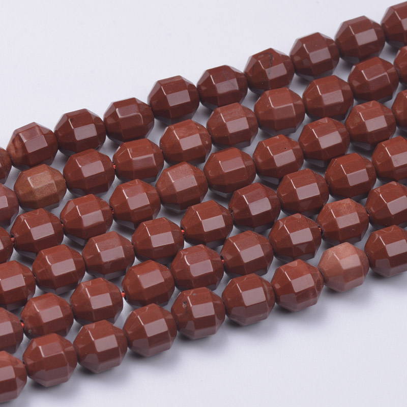 Red Stone Faceted Energy Column Beads