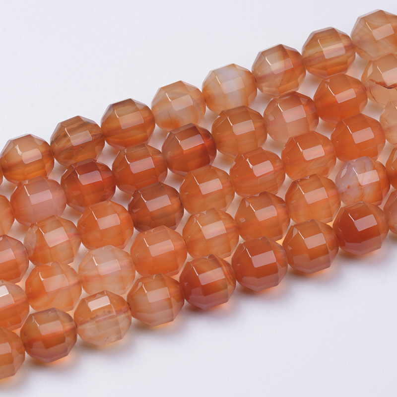 Natural Color Carnelian Faceted Energy Column Beads